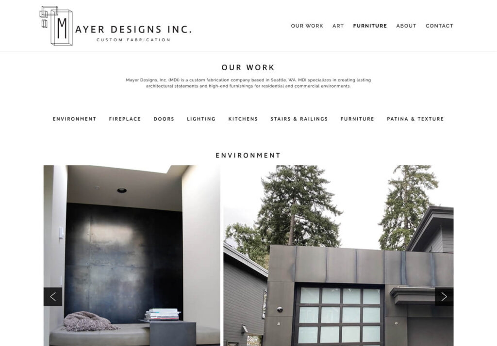 Seattle Web Design: Furniture Fabrication Website • Redesign Project